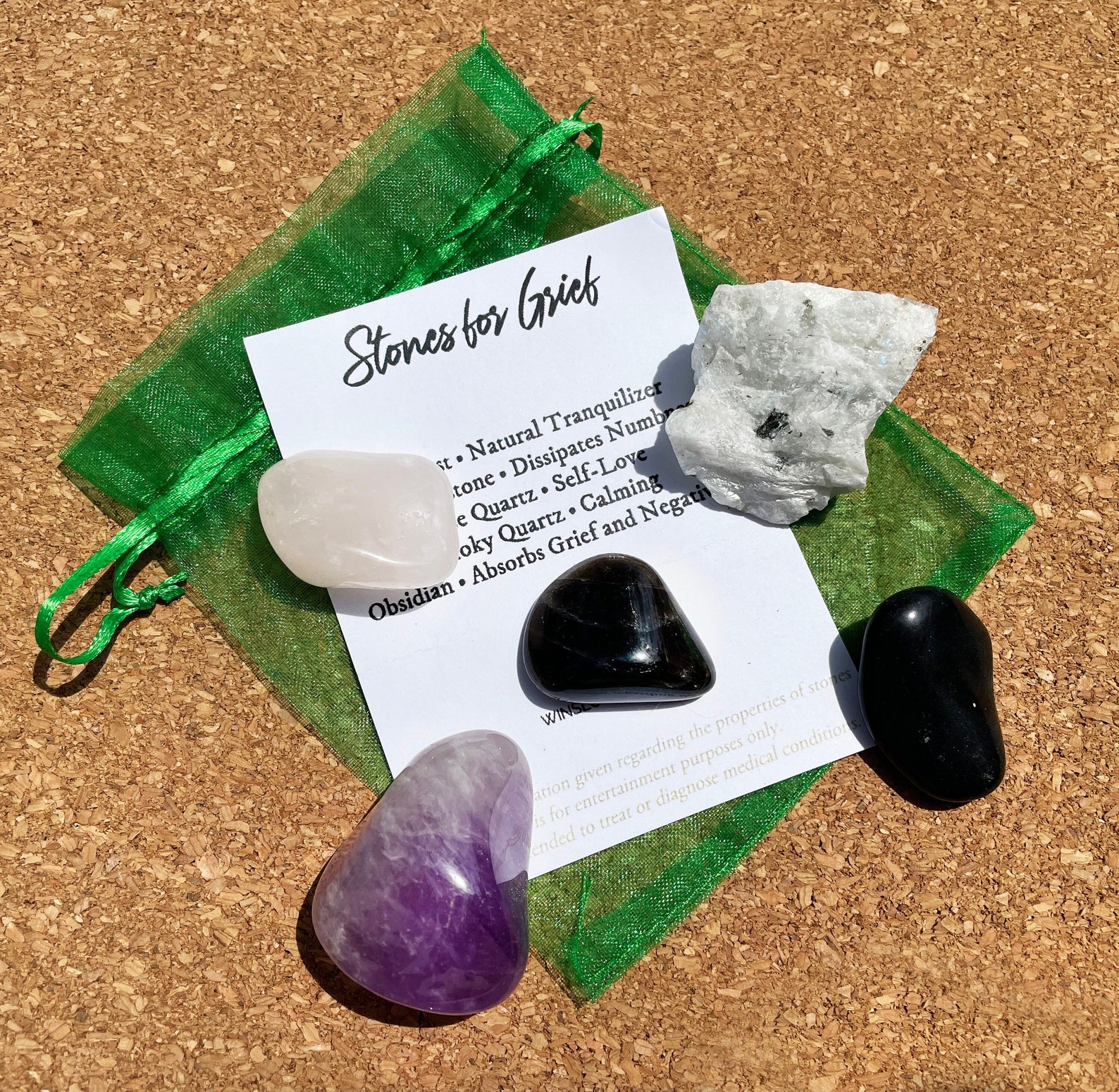 Grief Crystal Set, Grief and Death Stone Kit, Grief Bag, Authentic ...