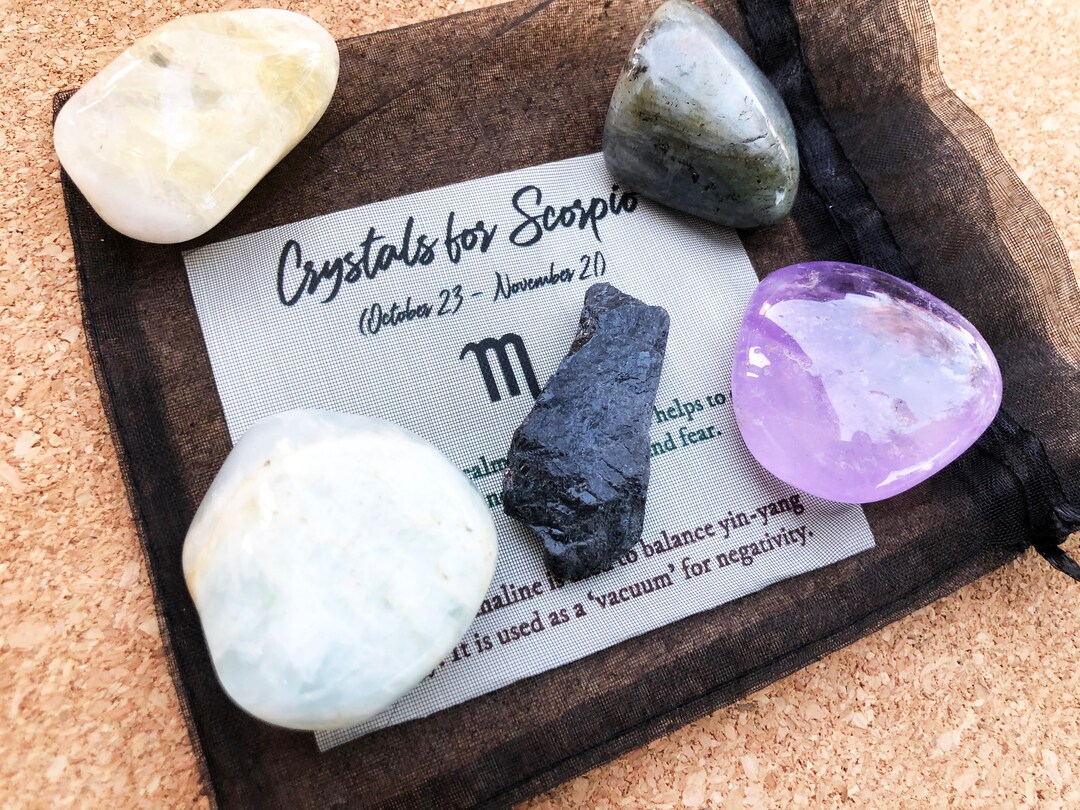 Scorpio Zodiac Crystal Set, Scorpio Astrological Stone Kit, Scorpio ...