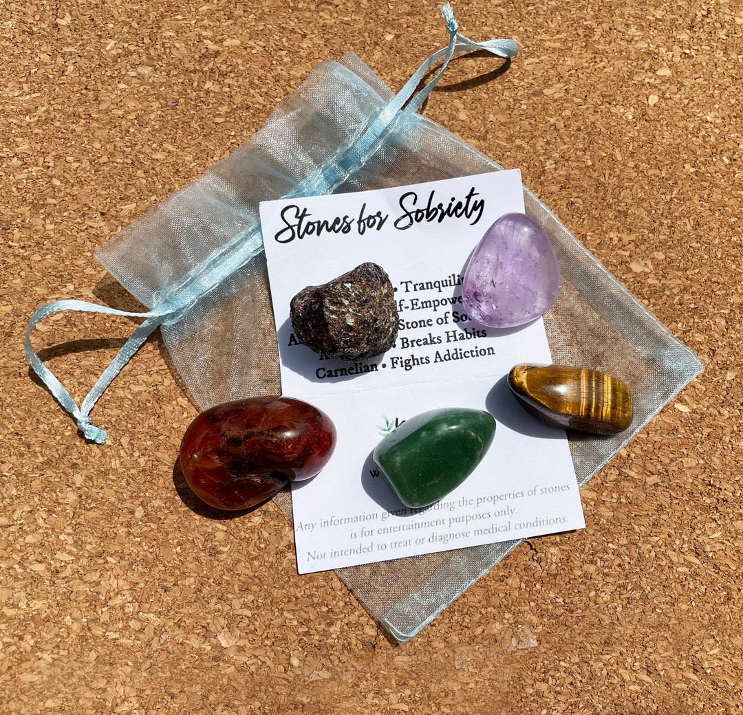 Sobriety Crystal Set, Staying Sober Stone Kit, Sobriety Bag, Authentic ...