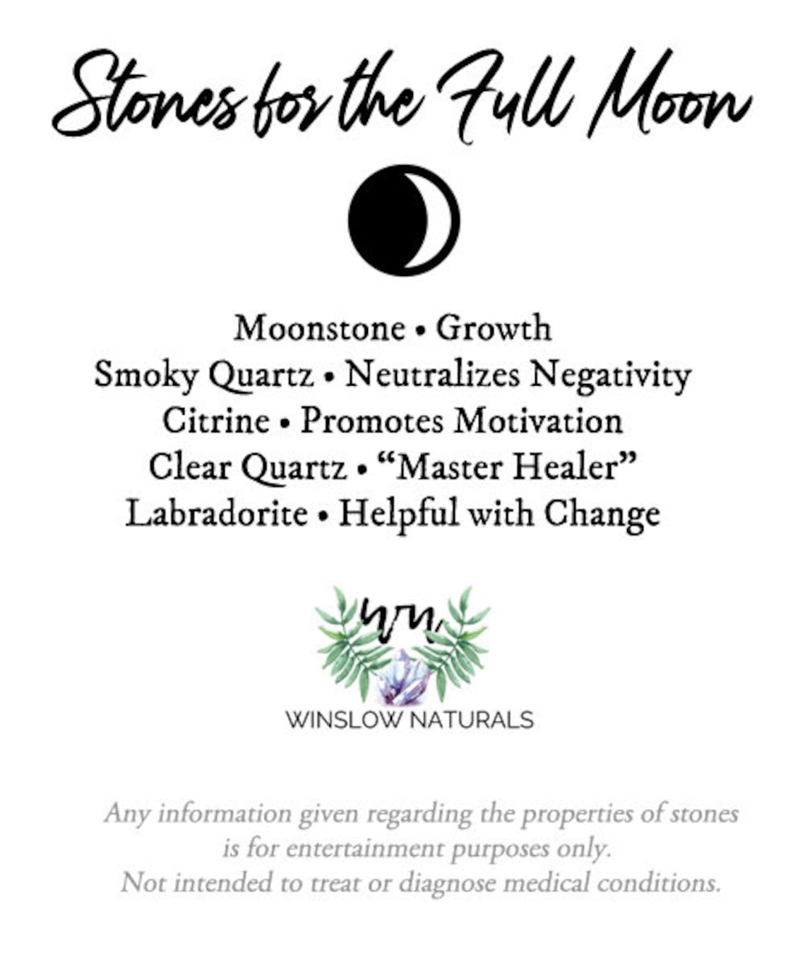 Full Moon Crystal Set Full Moon Stone Kit Full Moon Bag | Etsy