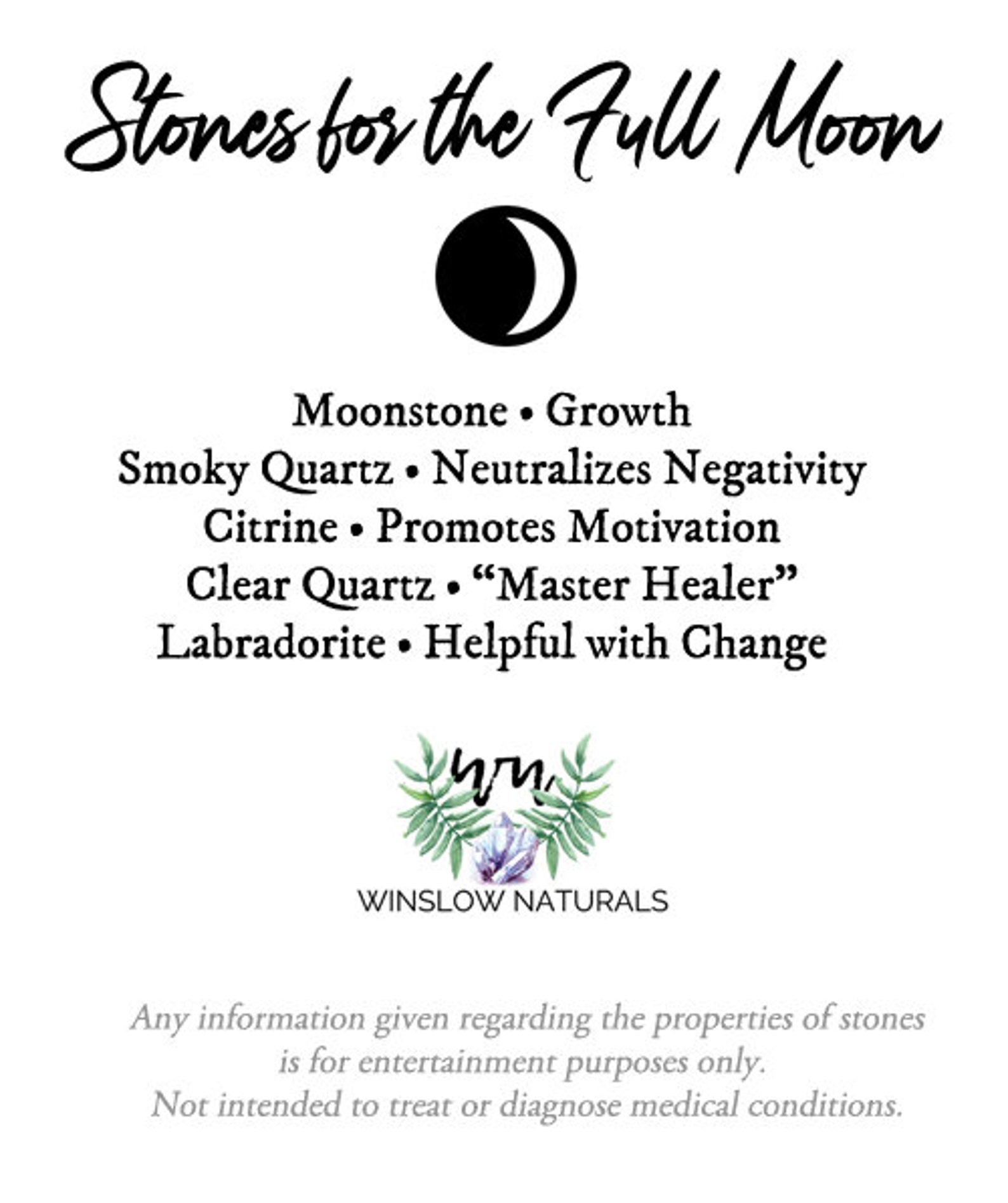 Full Moon Crystal Set Full Moon Stone Kit Full Moon Bag | Etsy