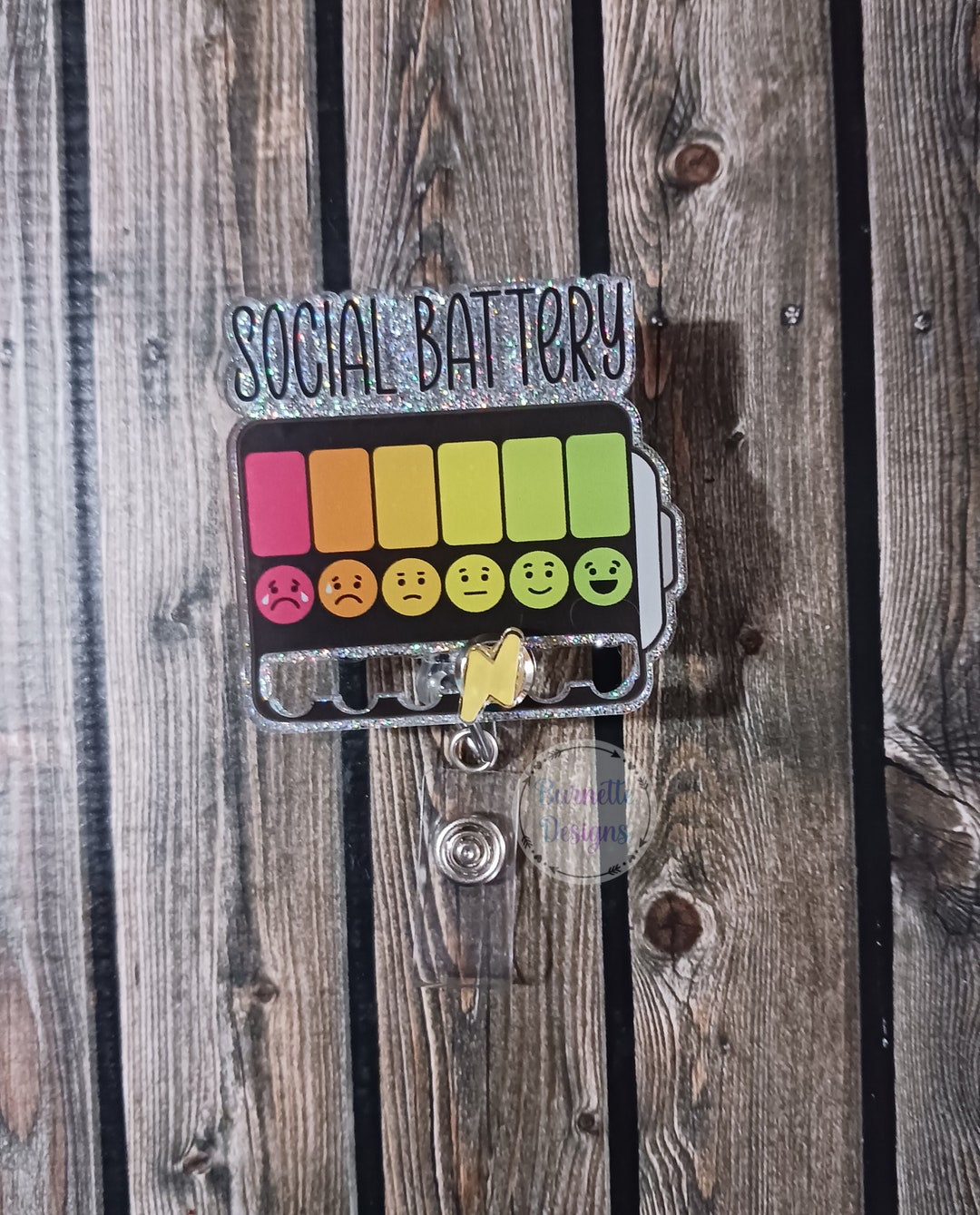 Social Battery Badge Reel, Funny Badge Reel for Nurse, Introvert Gift ...