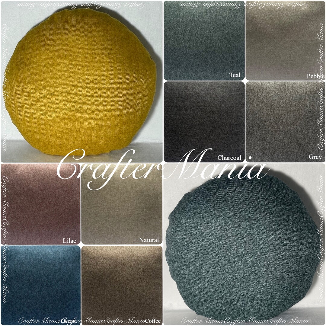 Round Herringbone Tweed Cushion Covers Circle Pillowcase Bed Sofa Home ...