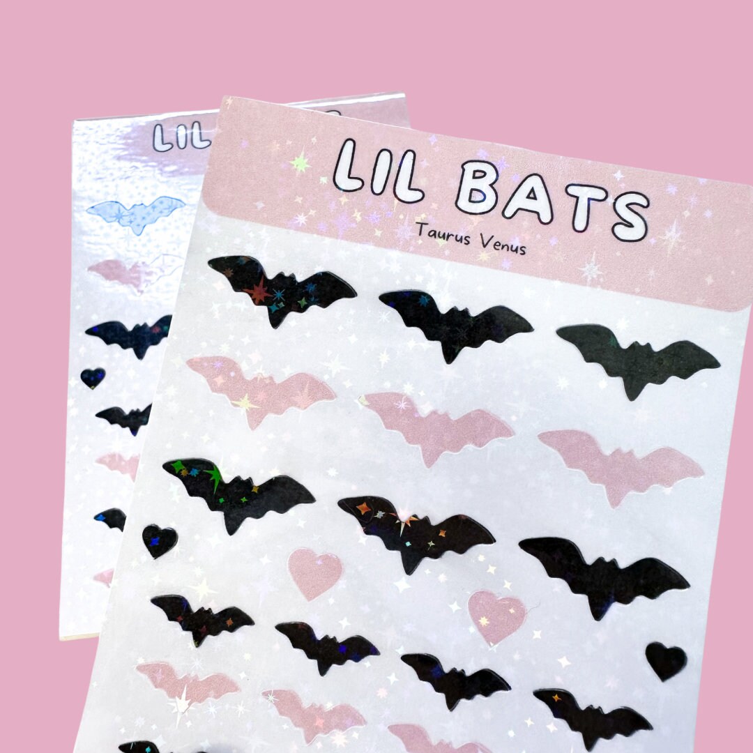 Glitter Pastel Pink Lil Bats Sticker Sheet - Etsy