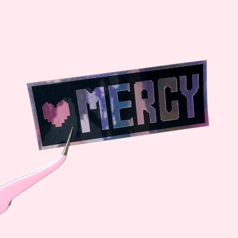 Undertale Holographic mercy & fight Button Vinyl Stickers - Etsy