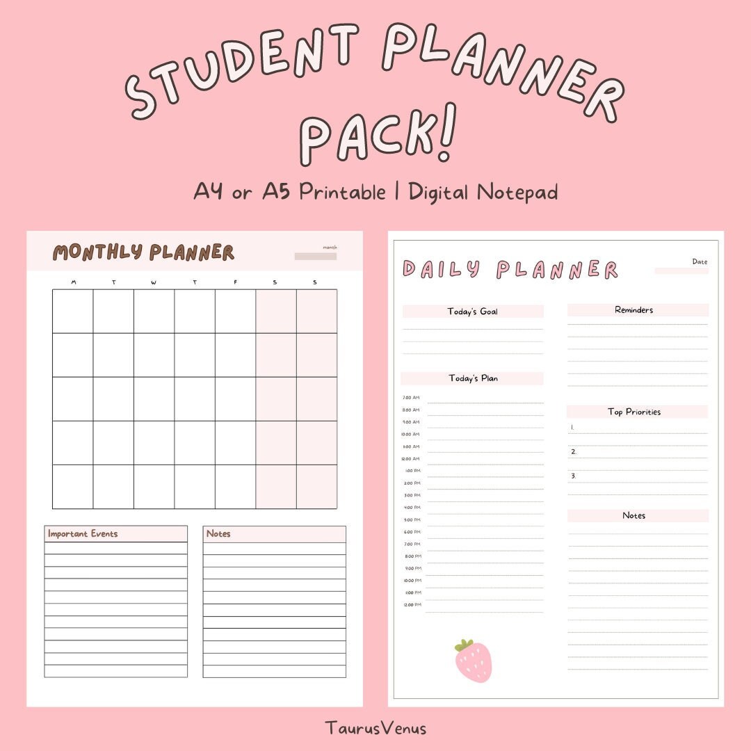 College Student Planner Pack | Printable and Digital Download ...