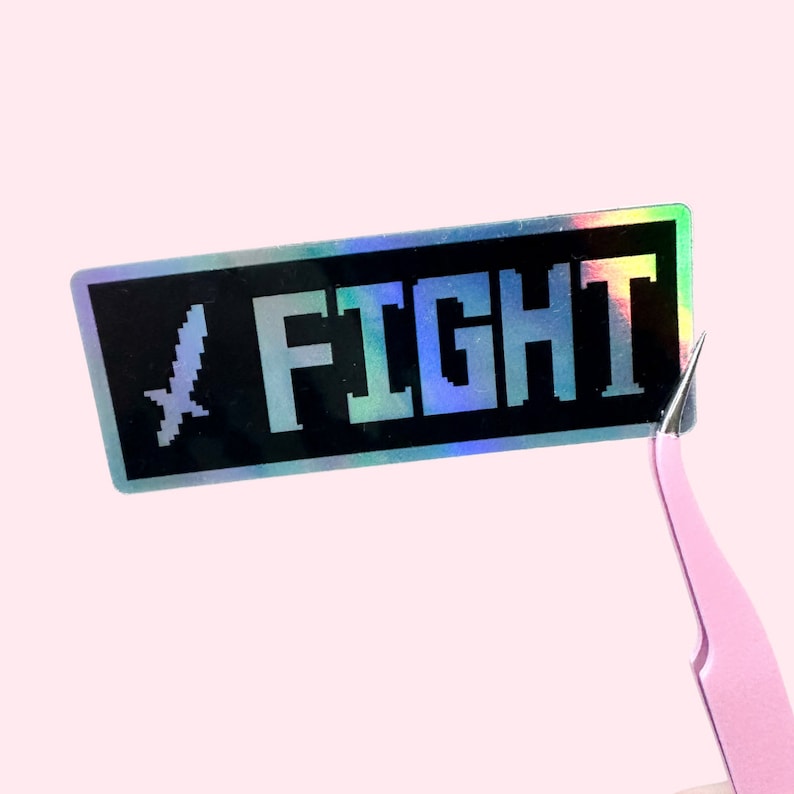 Undertale Holographic mercy & fight Button Vinyl Stickers - Etsy