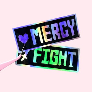 Undertale Holographic "mercy" & "fight" Button Vinyl Stickers - Etsy