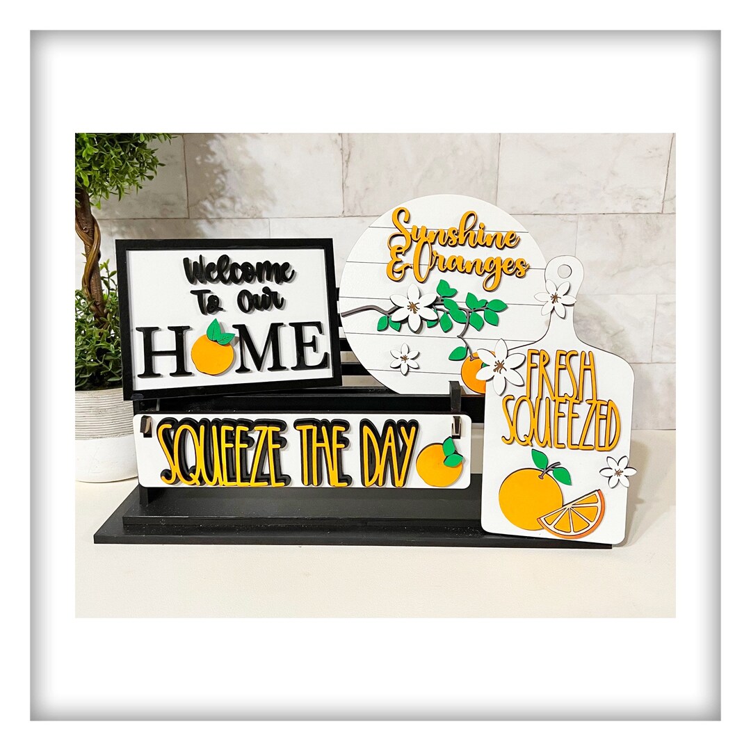 Squeeze the Day Interchangeable Signs, Mini Signs With Oranges, Orange ...