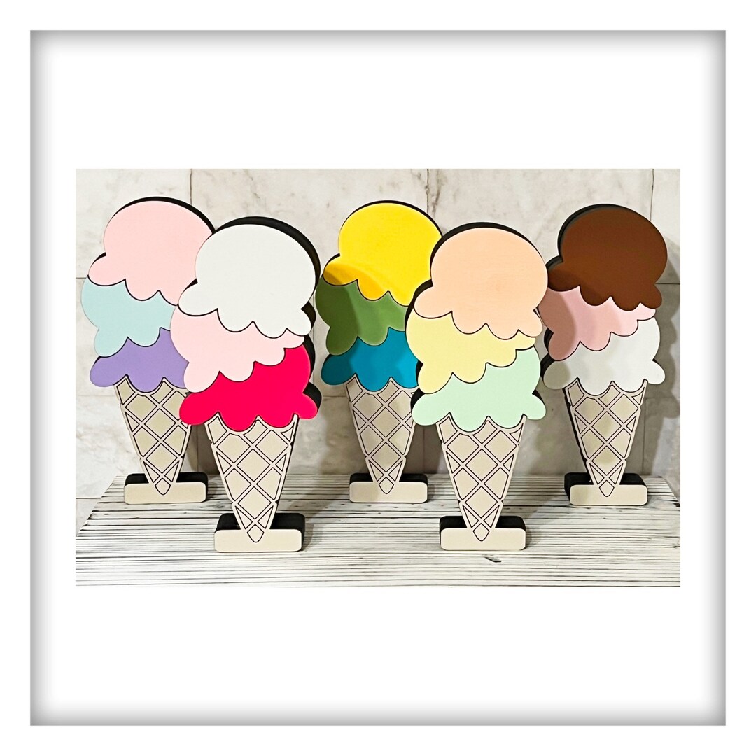 Mini Ice Cream Cone Sign, Ice Cream Cone Sign, Tiered Tray Signs, Ice ...