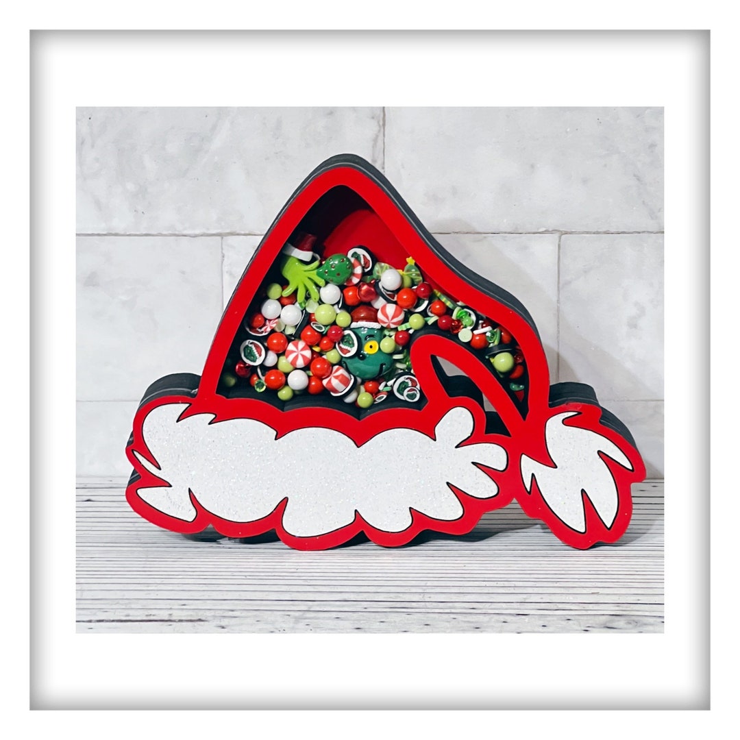 Grinch Santa Hat Shaker Sign, Grinch Shaker Sign, Santa Shaker Sign ...