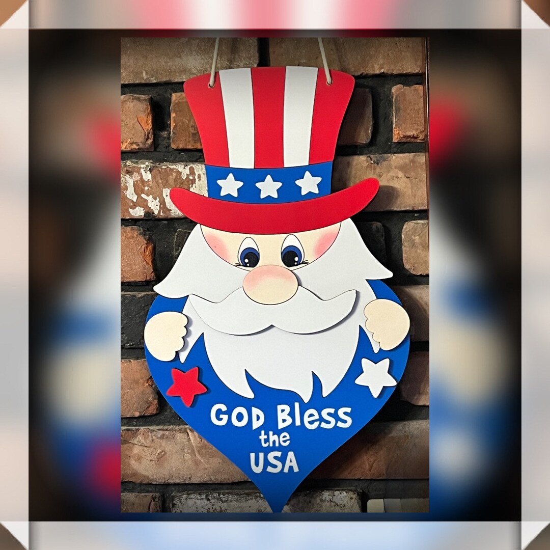 Patriotic Gnome Doorhangers, 4th of July Gnome Sign, 4th of July Sign ...