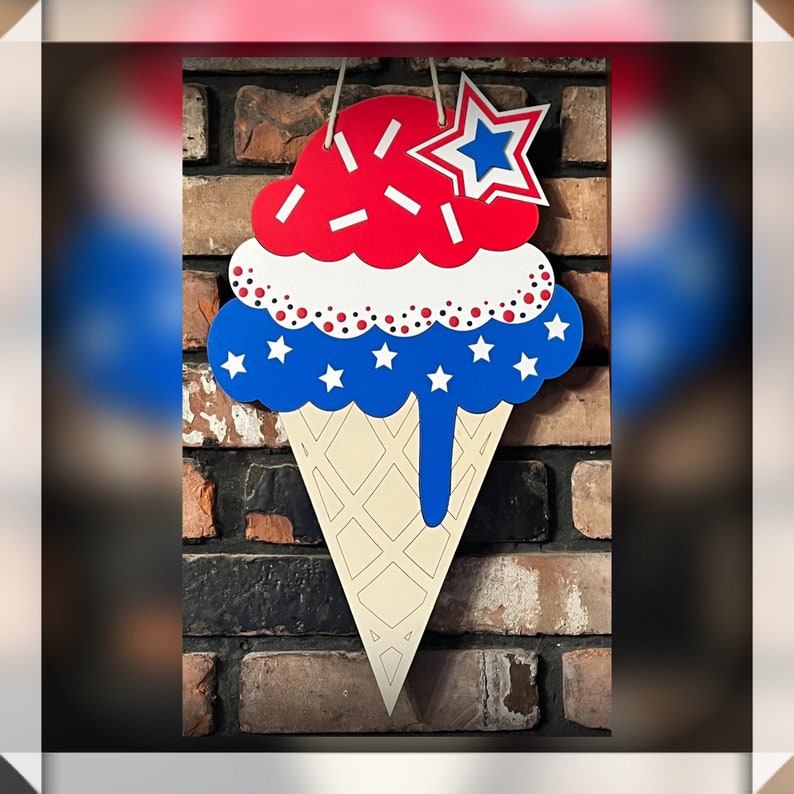 Patriotic Ice Cream Cone Doorhangers 4th of July Ice Cream - Etsy