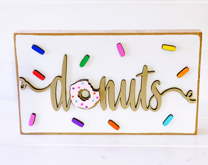 Donut Sign, Donut 3D Mini Sign, Donut 3d Sign, Donuts Wood Sign, Donut ...