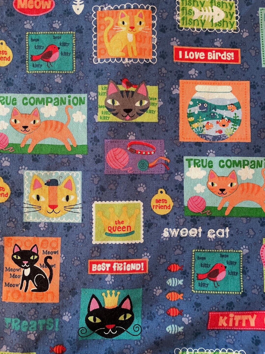 Cat Fabric, Patchwork Cat Fabric, by the Yard, Cute Cat Fabric, Funny ...