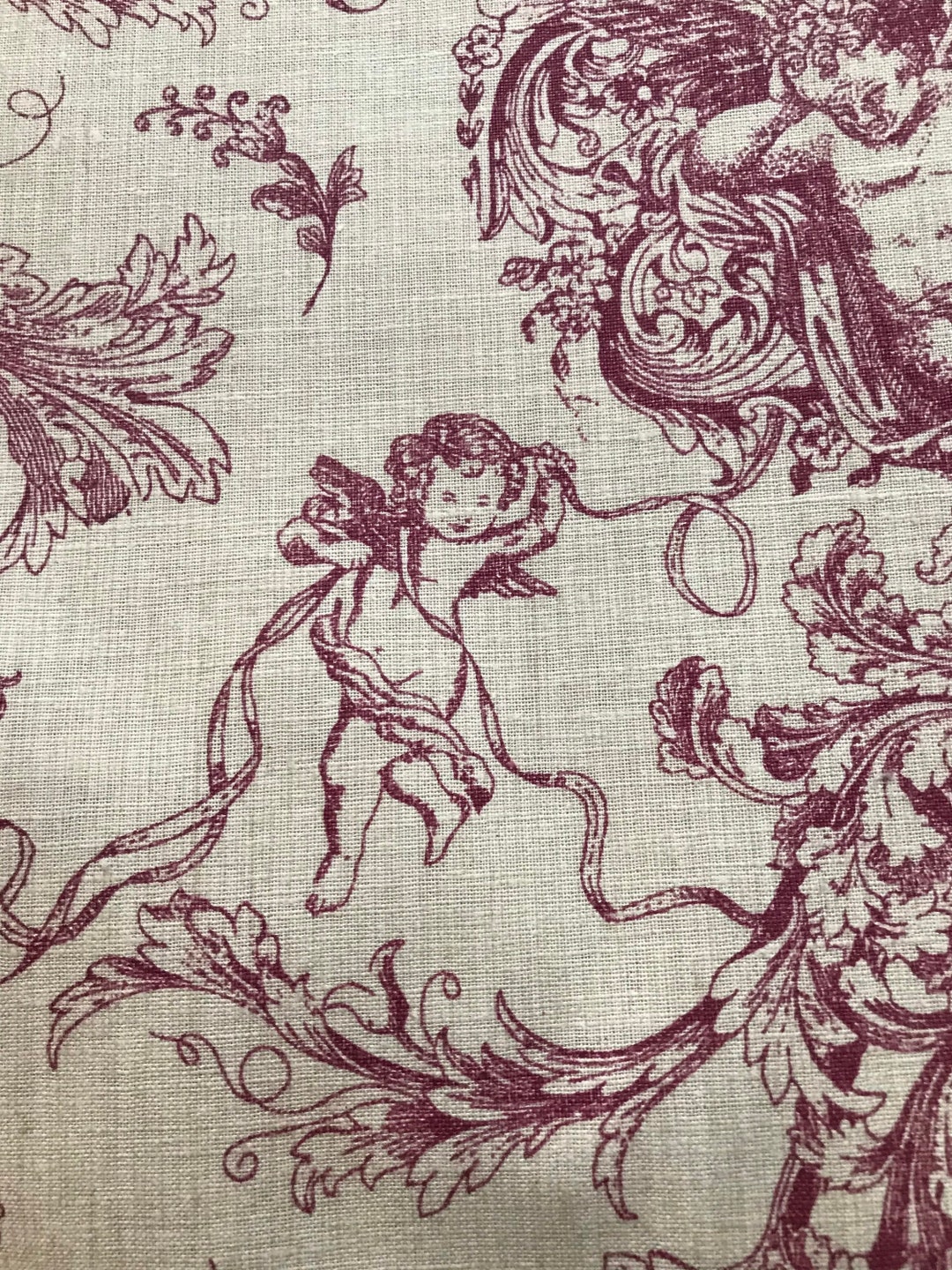 Rare Angel Fabric by the Yard, OOP, Out of Print, Cherubs, Floral With ...