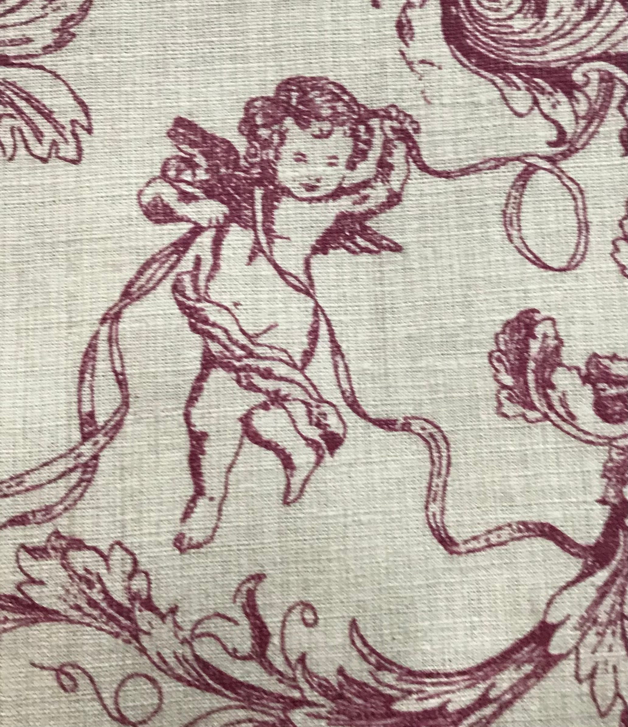Rare Angel Fabric by the Yard, OOP, Out of Print, Cherubs, Floral With ...