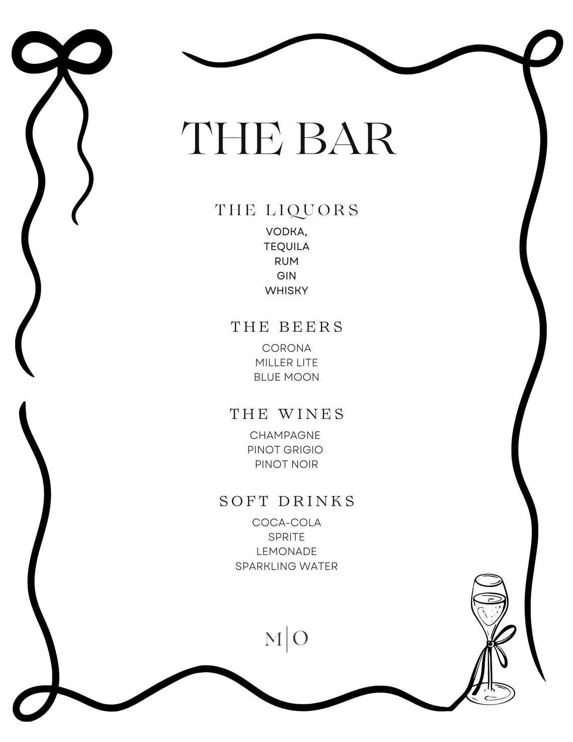 Editable Bow Bar Menu Template: Customizable Drink Menu (canva) - Etsy