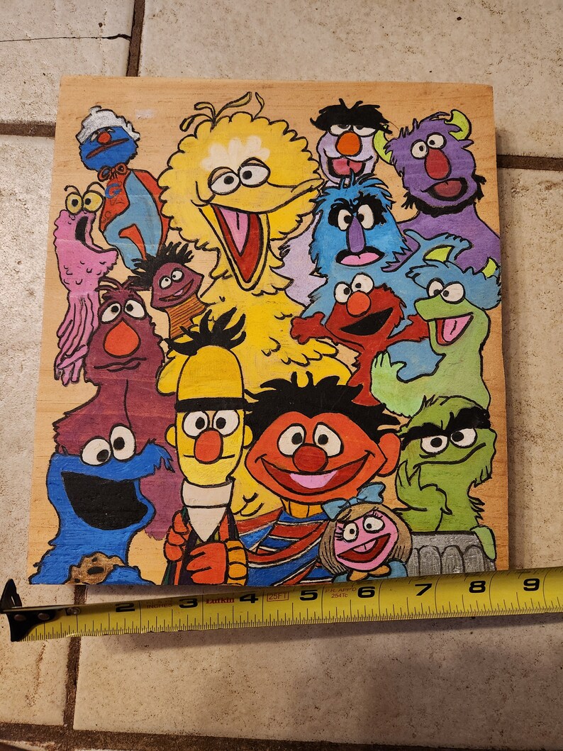 Sesame Street Wall Painting Bert & Ernie, Elmo, Big Bird Child Bedroom ...