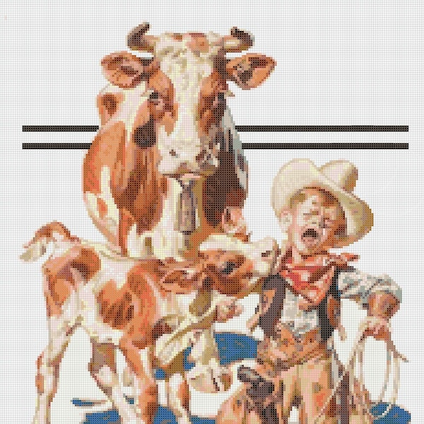 Cowboy Cross Stitch - Etsy