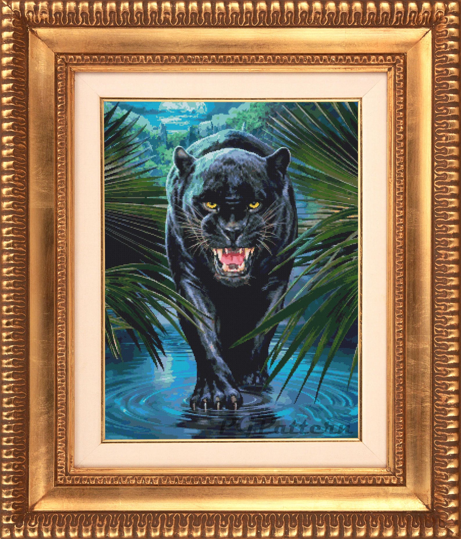 Black Pantera Cross Stitch Embroidery Pattern PDF Instant Download - Etsy