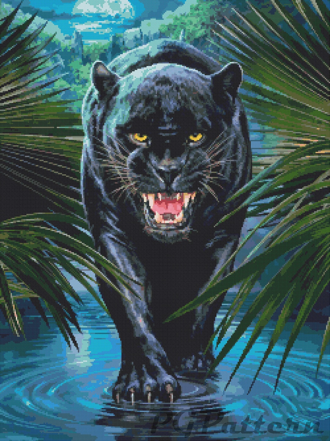 Black Pantera Cross Stitch Embroidery Pattern PDF Instant Download - Etsy