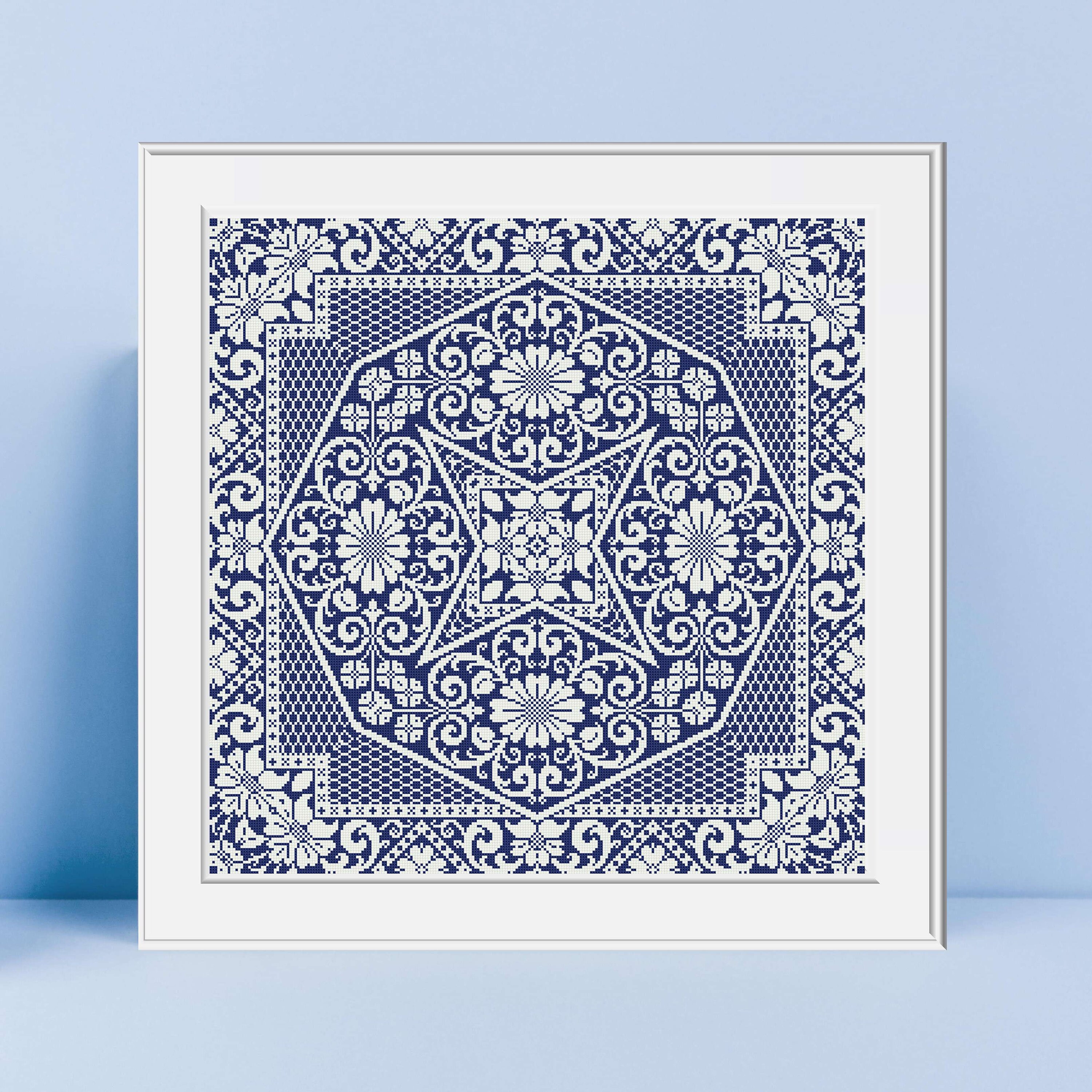 Monochrome Geometric Cross Stitch Pattern Embroidery Chart PDF Instant ...