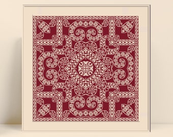 Monochrome Geometric Cross Stitch Pattern Embroidery Chart PDF Instant ...