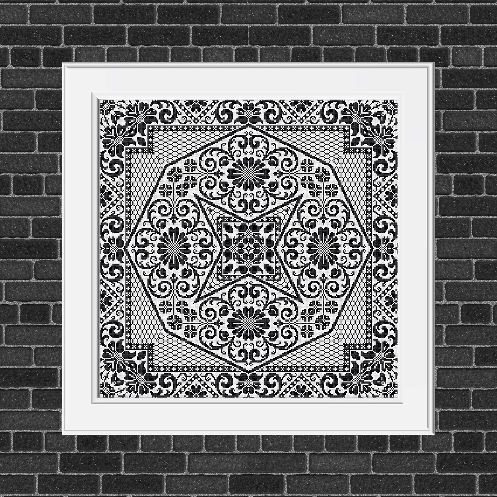 Monochrome Geometric Cross Stitch Pattern Embroidery Chart PDF Instant ...