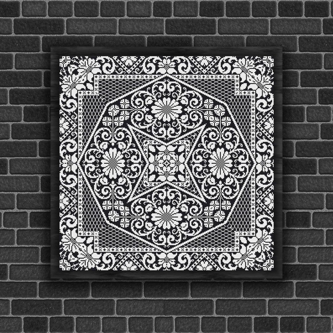 Monochrome Geometric Cross Stitch Pattern Embroidery Chart PDF Instant ...