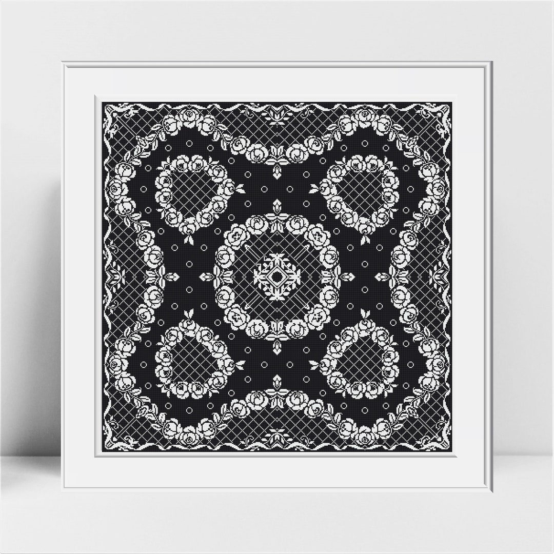 Monochrome Cross Stitch Embroidery Chart Pattern PDF Tapestry Scheme ...