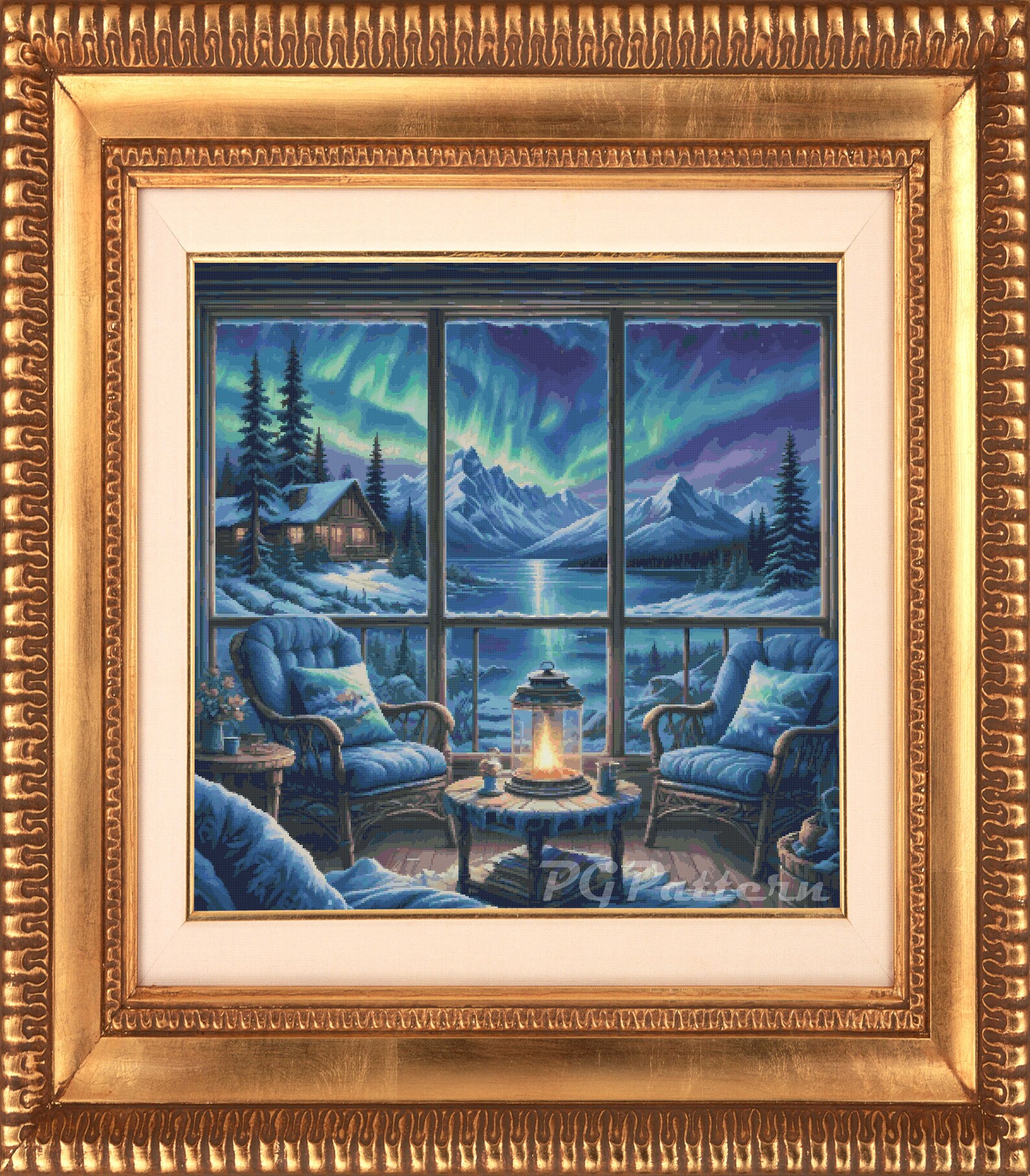 Aurora-borealis View From the Room Embroidery Cross Stitch Pattern PDF ...