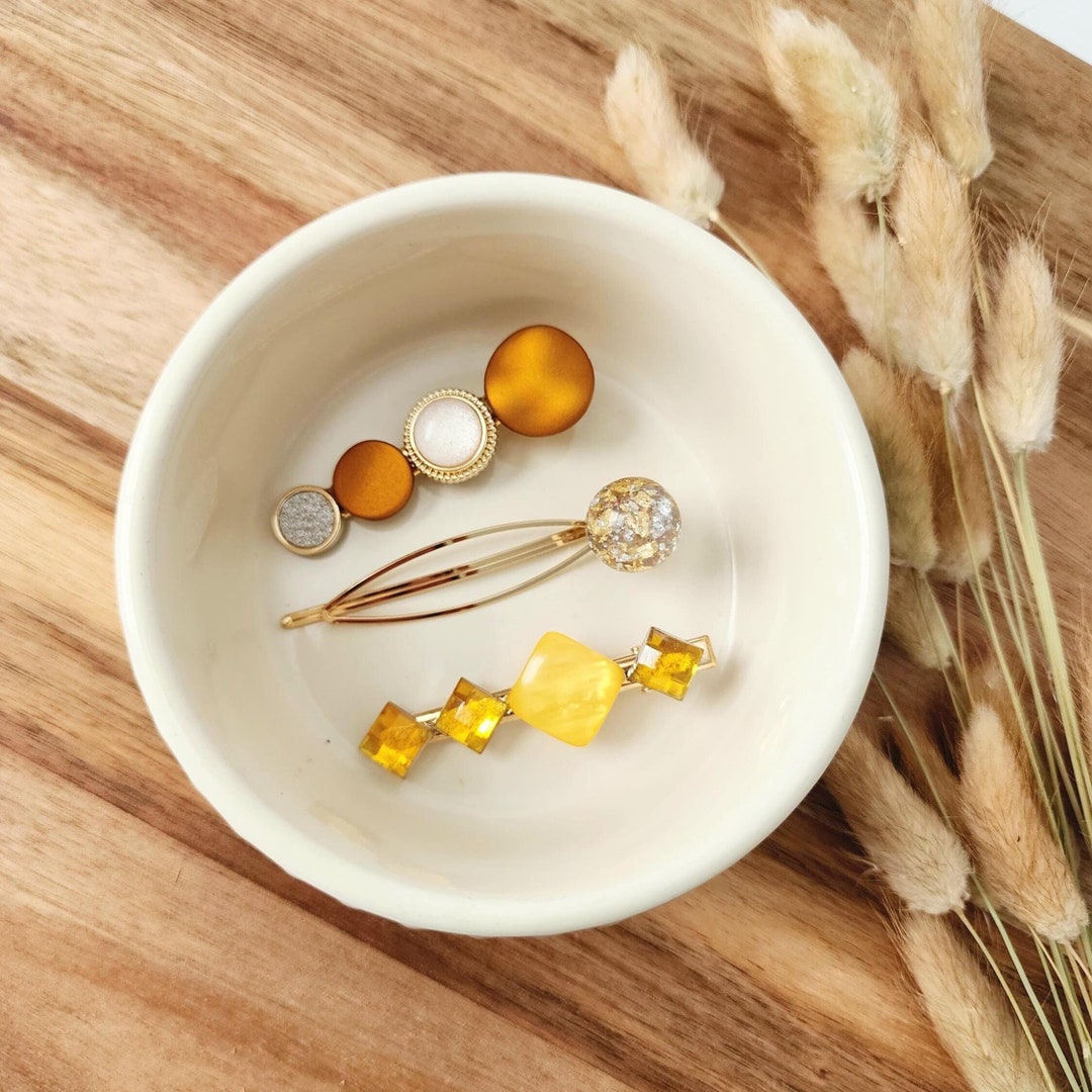 Golden Yellow Hair Clip Set – Handmade Gold Hairpins for Women, Chic ...