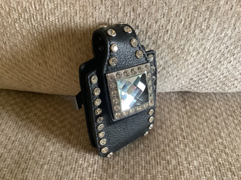 Vintage Rhinestones Studded,, All Leather Handmade, Cell Phone Case ...