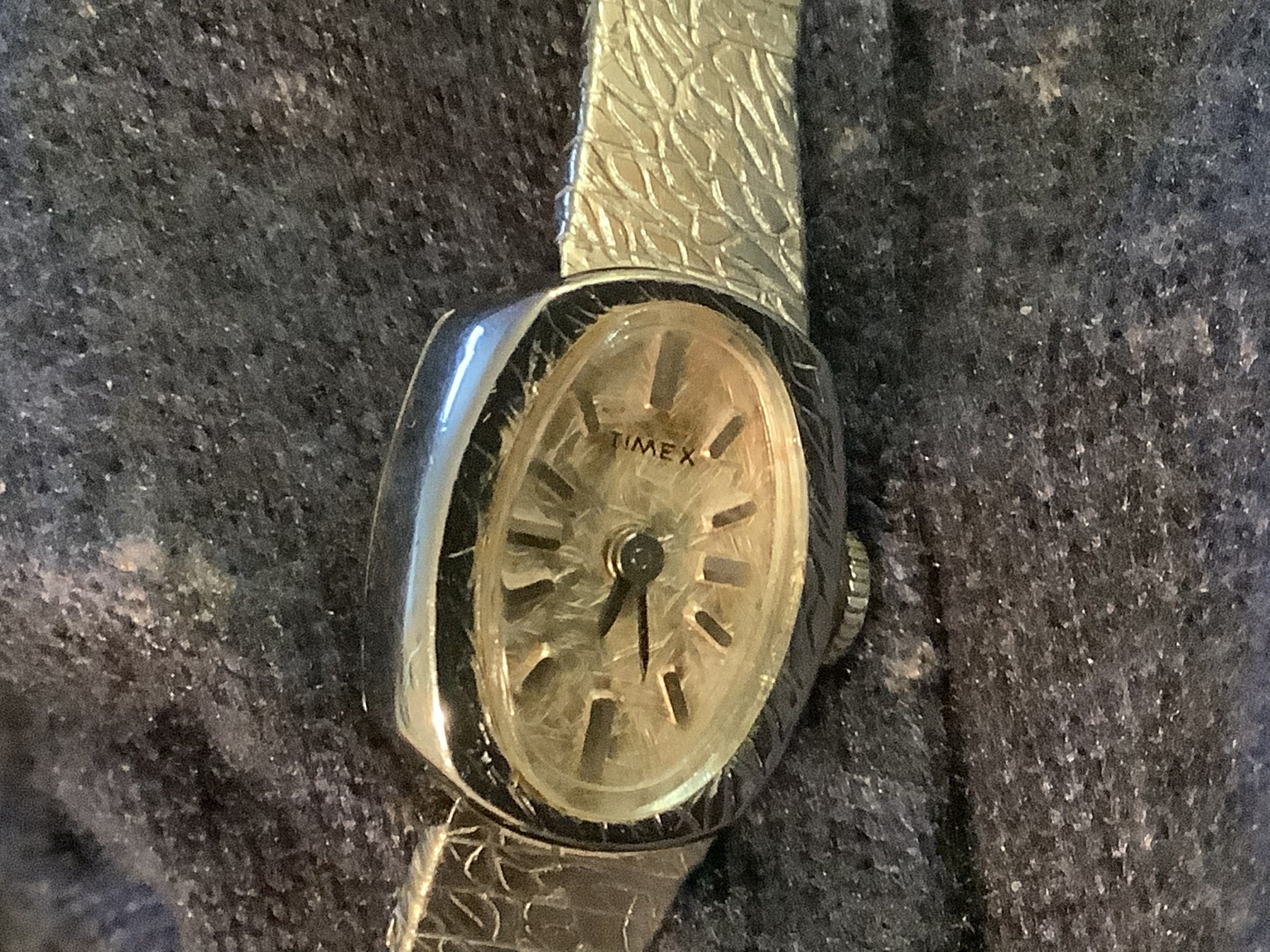 Vintage Women’s Timex Watch, Gold Textured Dial Face. Manual Wind Up ...