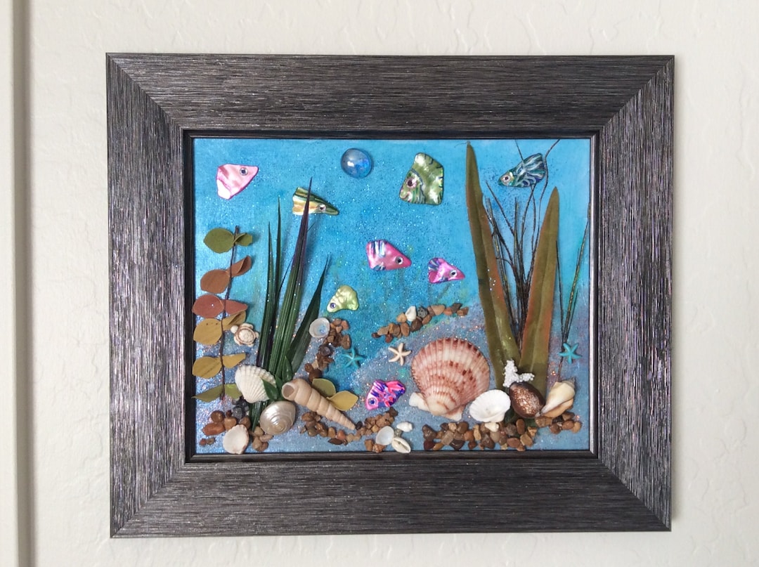Pebble Art, Tropical Seascape Fish Stories 4, Colorful Mother of Pearl ...