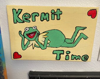 Kermit the Frog Pink Love Canvas Painting - Etsy