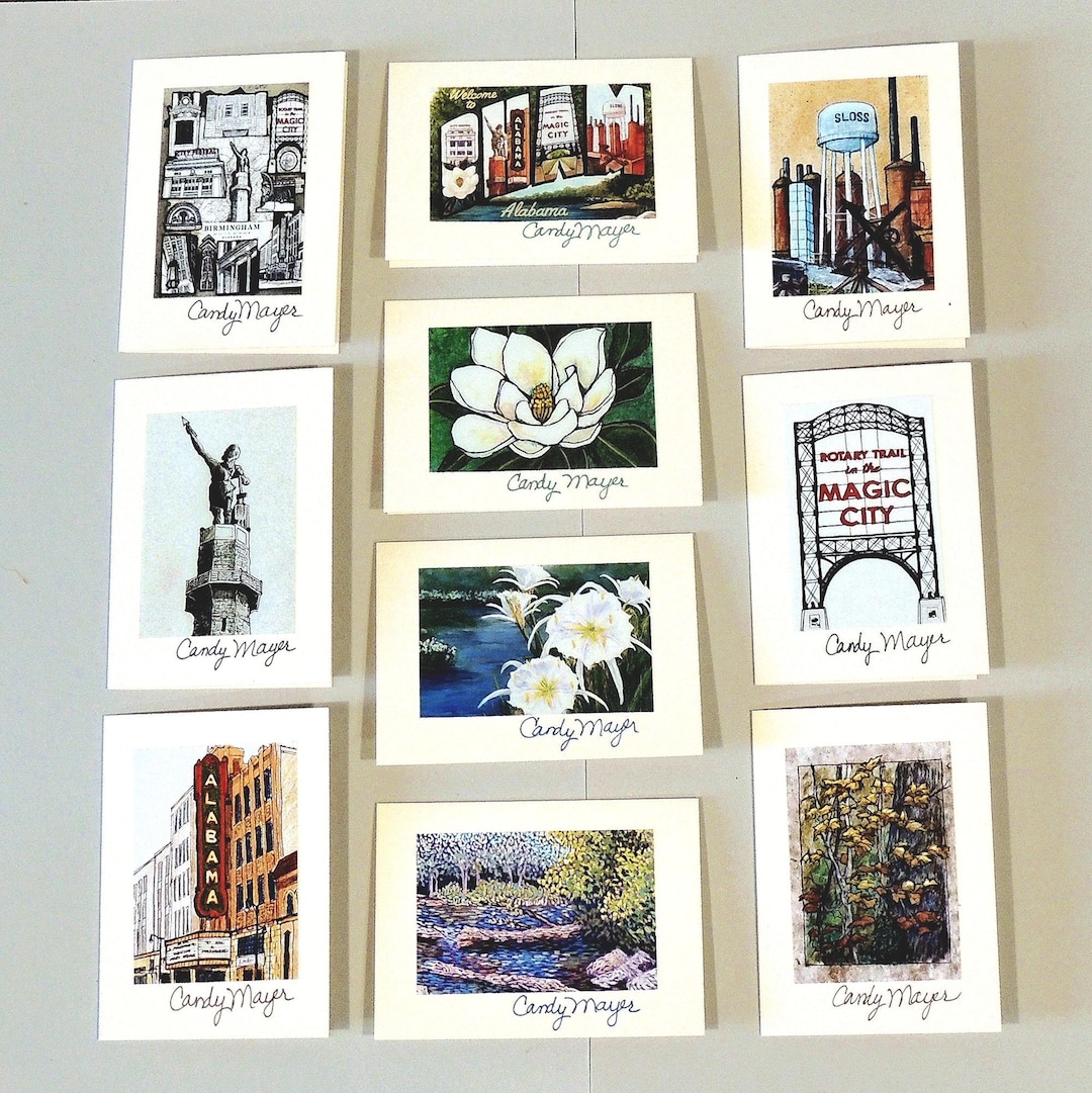 Birmingham Alabama Art, Small Note Cards Set, Handmade and Signed Cards ...