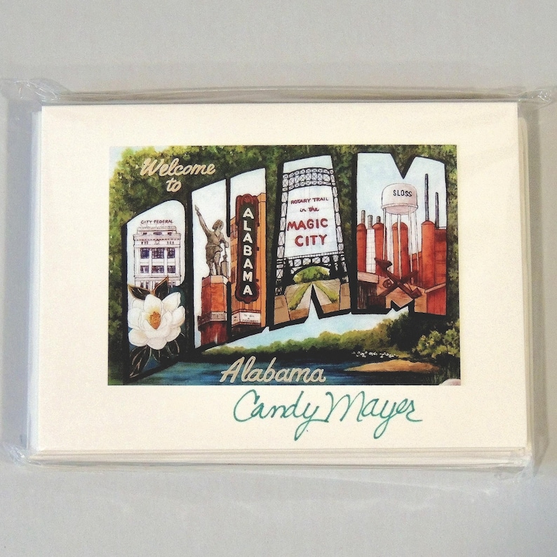 Birmingham Alabama Art, Small Note Cards Set, Handmade and Signed Cards ...