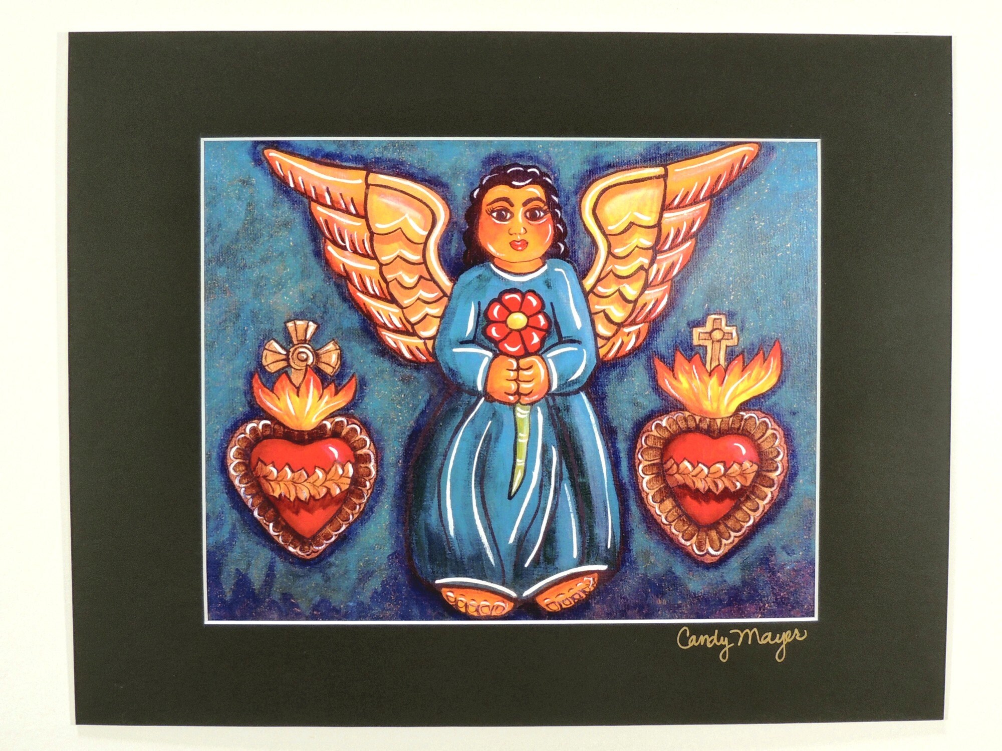 Sacred Heart Art Print Mexican Folk Art Print Angel Art | Etsy