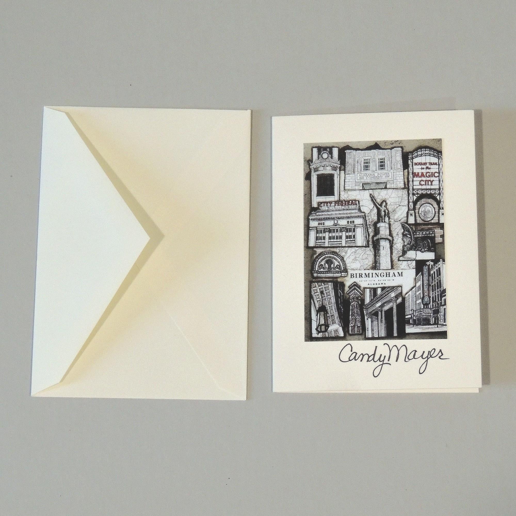 Birmingham Alabama Art, Small Note Cards Set, Handmade and Signed Cards ...