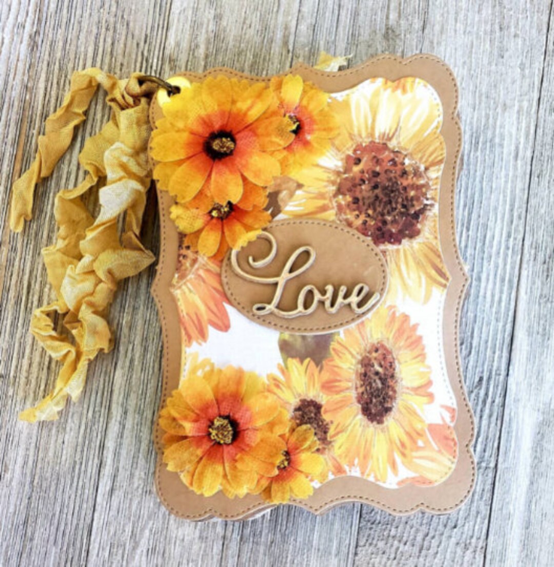 Sunflower Mini Album, Sunflower Scrapbook Gift - Etsy