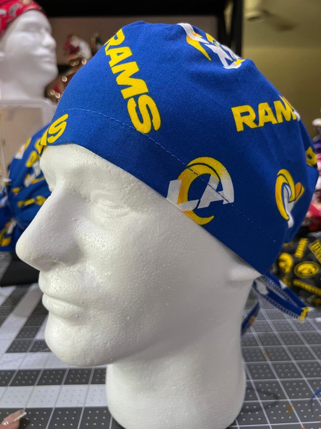 LA RAMS NFL Football Scrub Cap Nurse Tech Anesthesia Doctor Emt ...