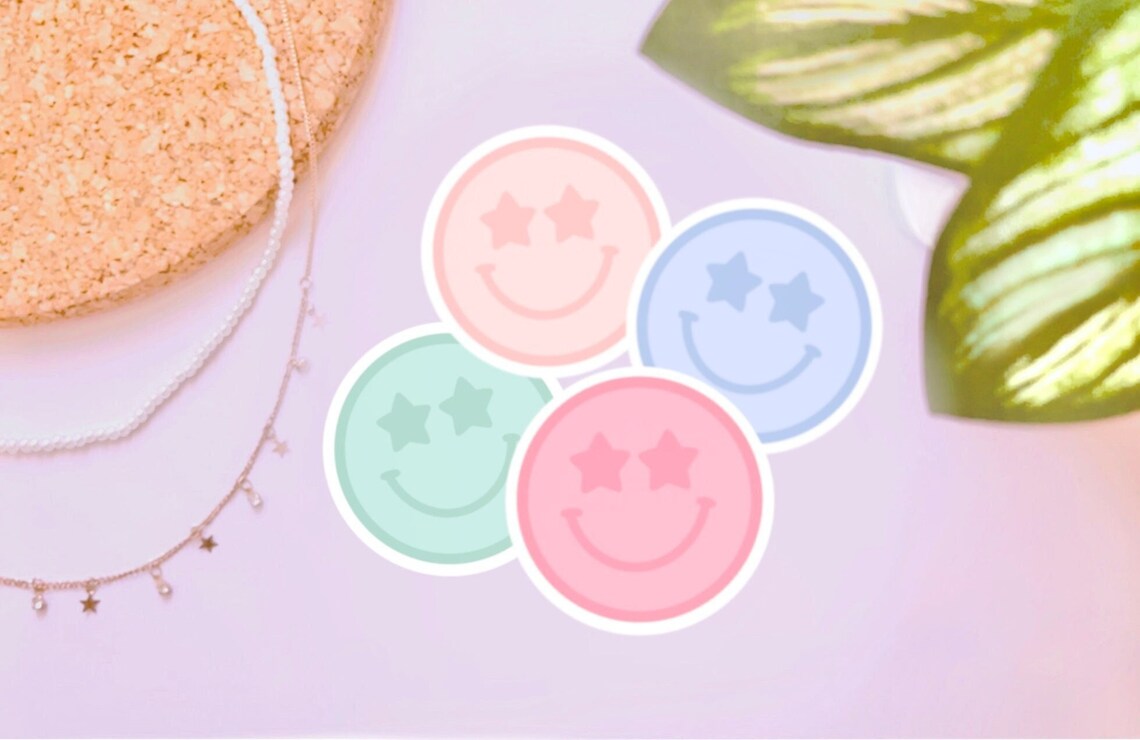 Preppy Smiley Face Stickers Cute Aesthetic Trendy Laptop - Etsy