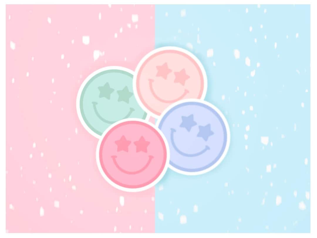 Preppy Smiley Face Stickers- Cute- Aesthetic- Trendy- Laptop Sticker ...