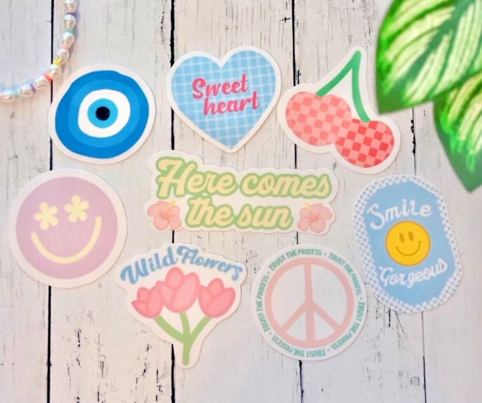 Danish Pastel Stickers- 8 Pack- Happy Stickers- Laptop Stickers ...