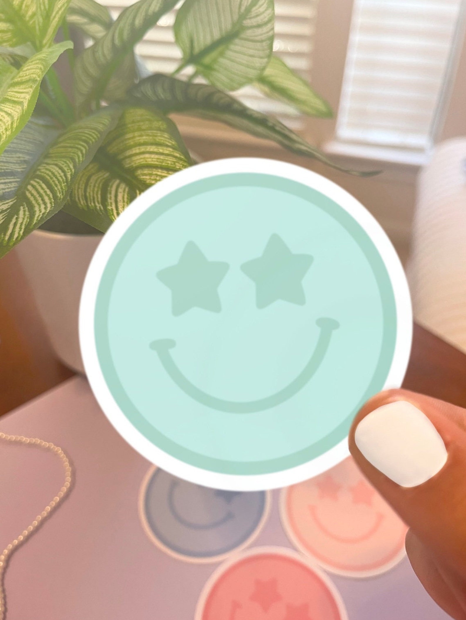 Preppy Smiley Face Stickers- Cute- Aesthetic- Trendy- Laptop Sticker ...