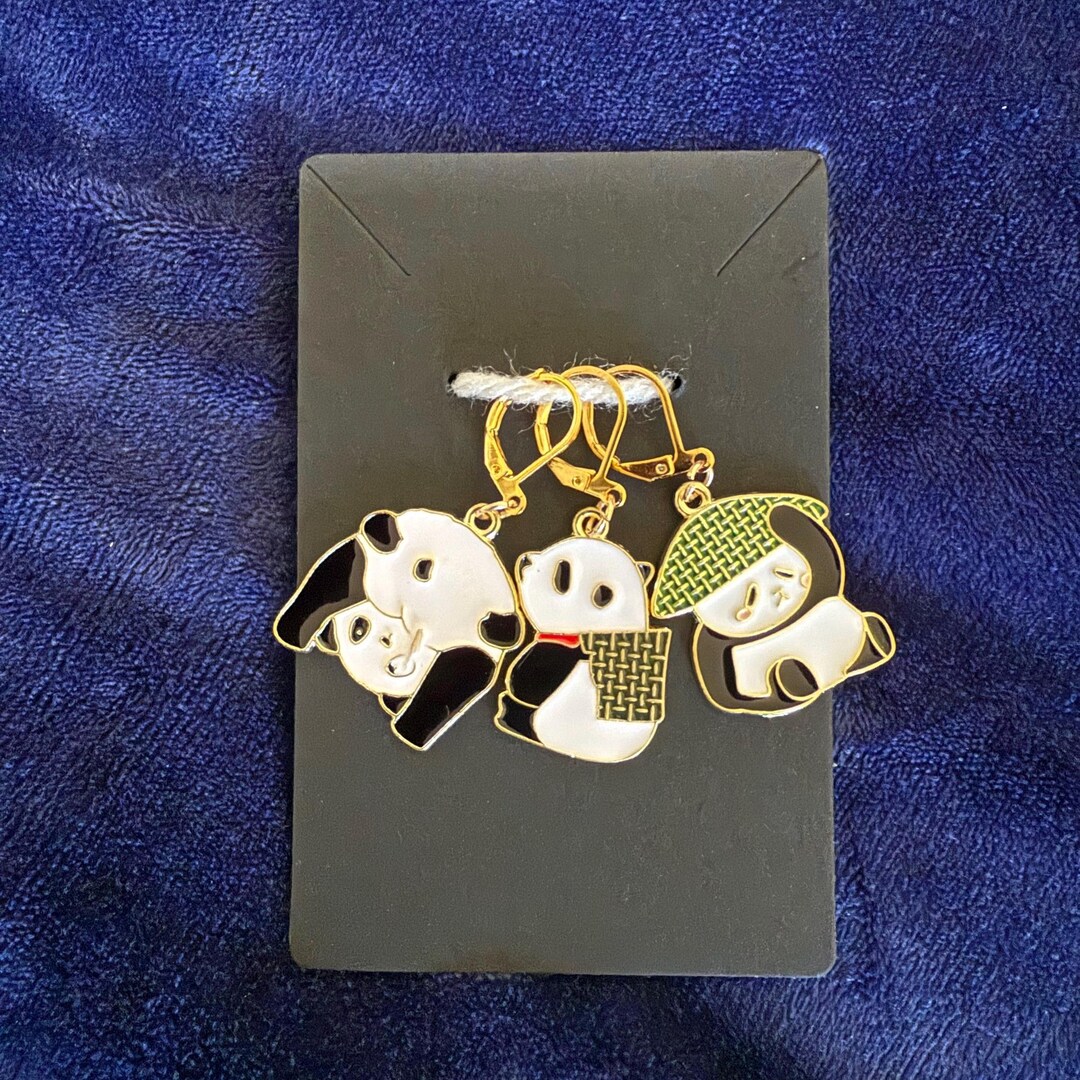 Kawaii Panda Enamel Stitch Marker Set for Knitting/crocheting, Lever ...