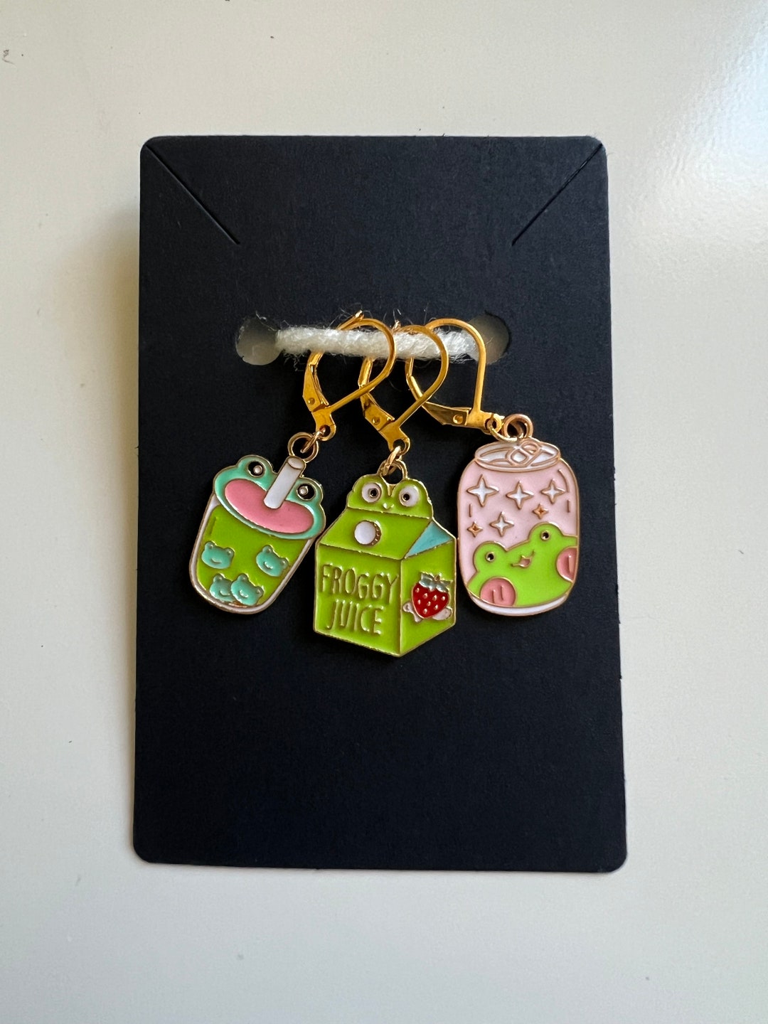 Kawaii Frog Enamel Stitch Marker Set for Knitting/crocheting, Lever ...
