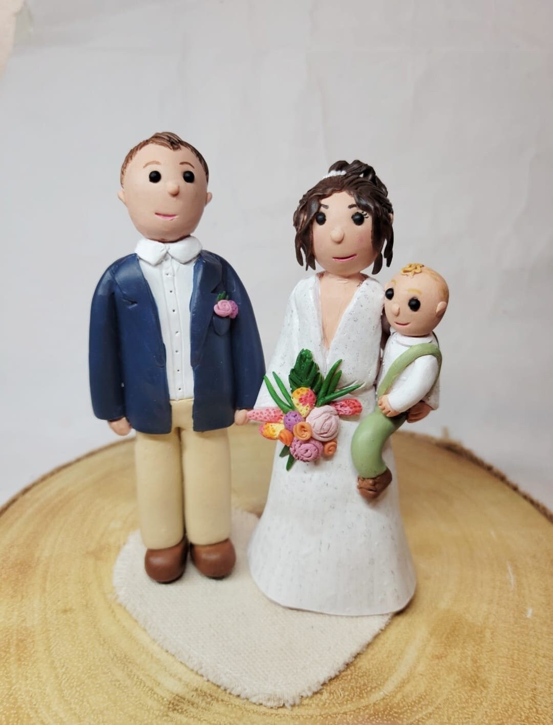 Bride & Groom Clay Wedding Cake Topper Custom Made Personalised Wedding ...